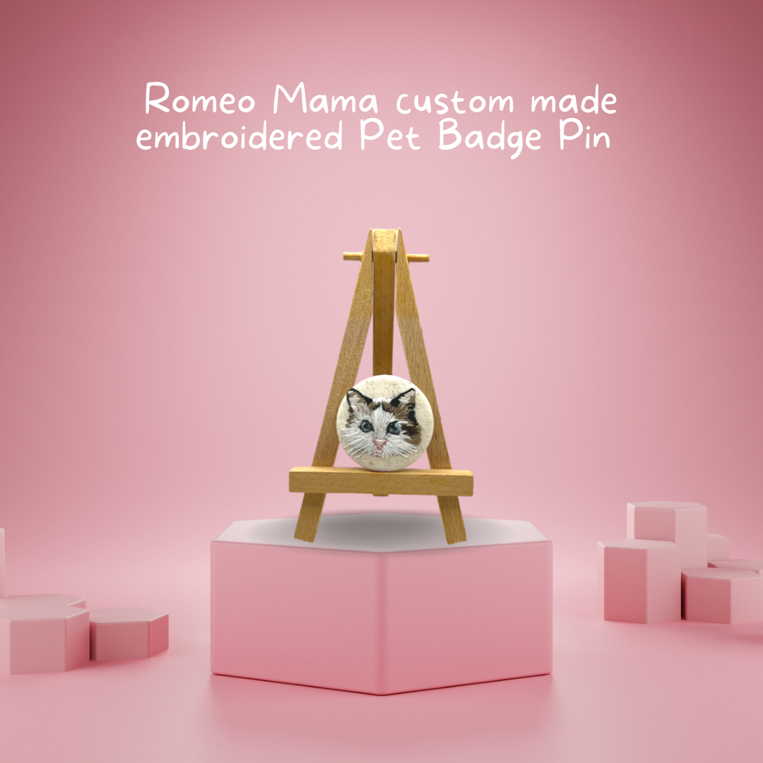 Custom Made Hand Embroidered Pet Badge Pin – Romeo Mama™